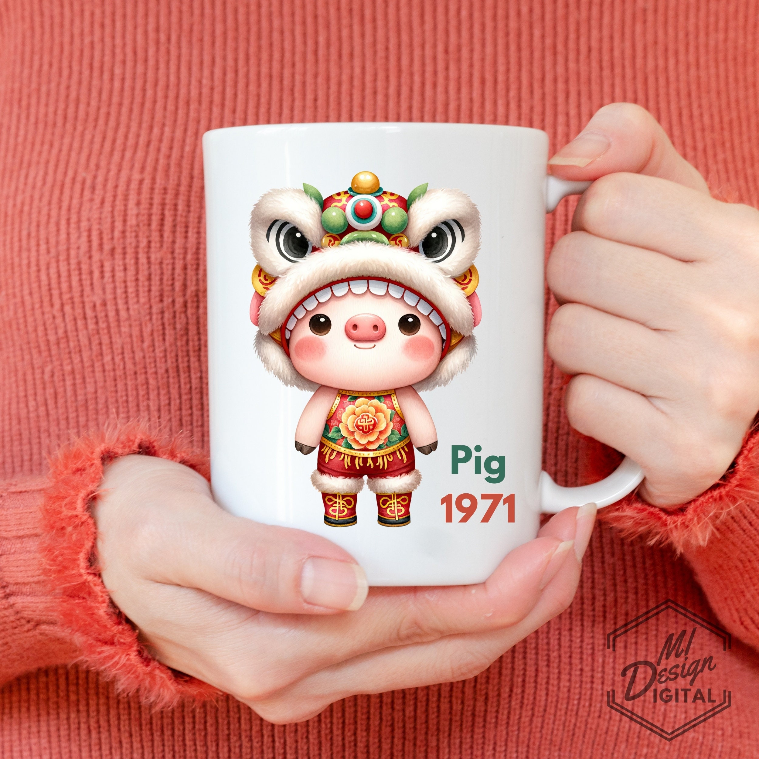 Lunar New Year Animal Zodiac Lion Dance, Watercolor Cute Animals ...