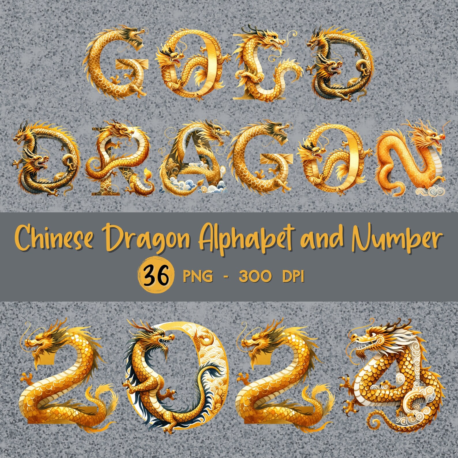 Chinese Dragon Alphabet and Numbers, Watercolor Dragon Alphabet PNG ...
