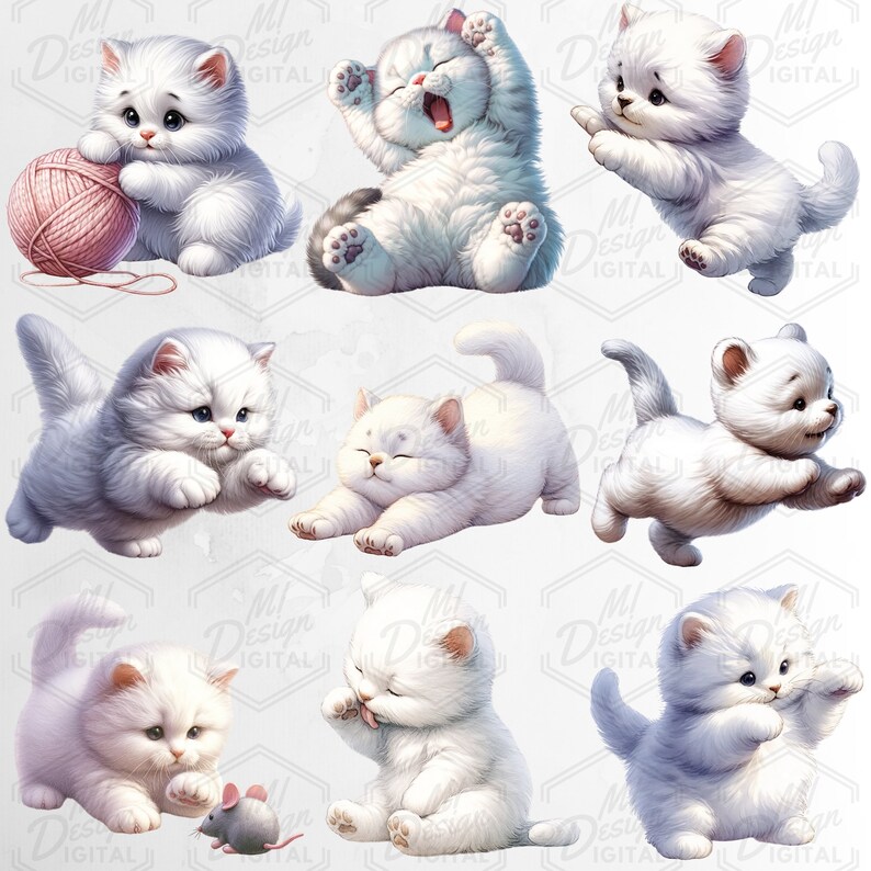 Chubby Kitten, Chonky Cats Clipart Set, Kawaii Kitten Graphics, Animals ...