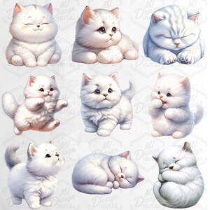 Chubby Kitten, Chonky Cats Clipart Set, Kawaii Kitten Graphics, Animals ...