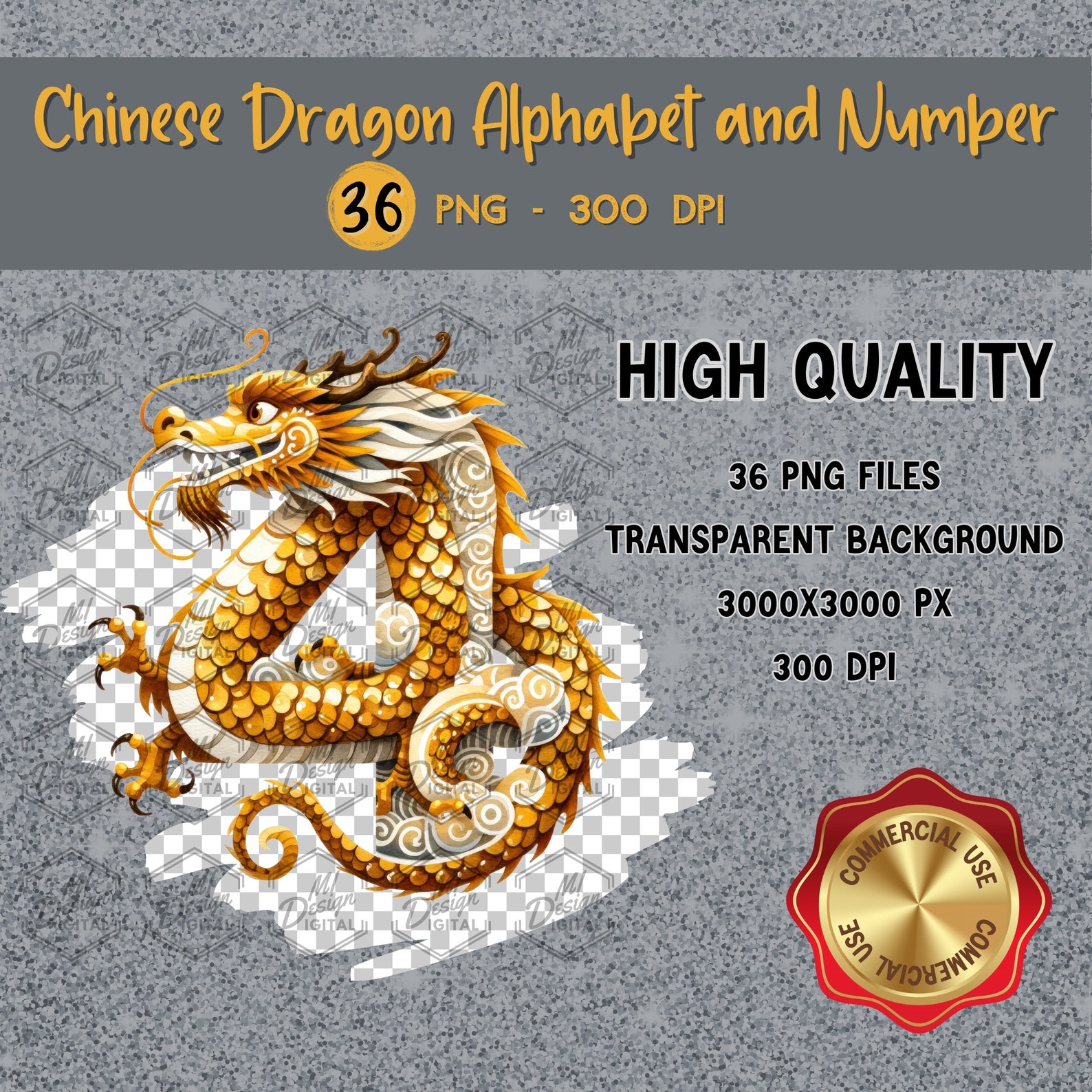 Chinese Dragon Alphabet and Numbers, Watercolor Dragon Alphabet PNG ...