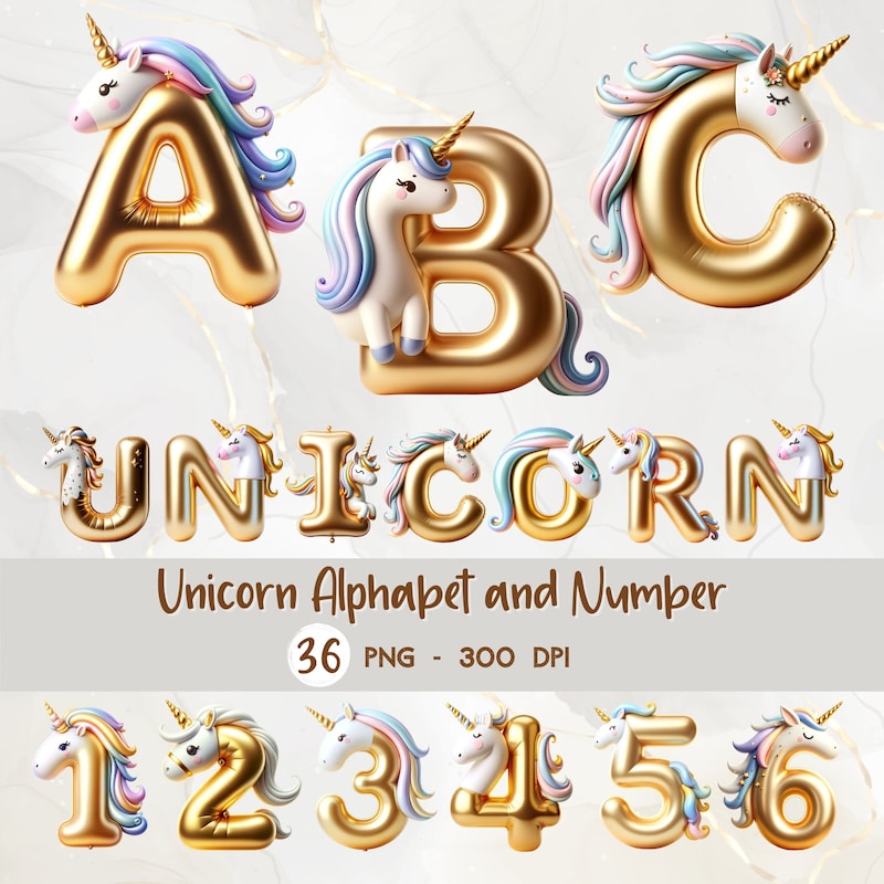 Unicorn Alphabet - Etsy