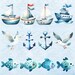 Animal Sailor Set, Sailor Watercolor Clipart, Animal PNG, Nursery Baby ...
