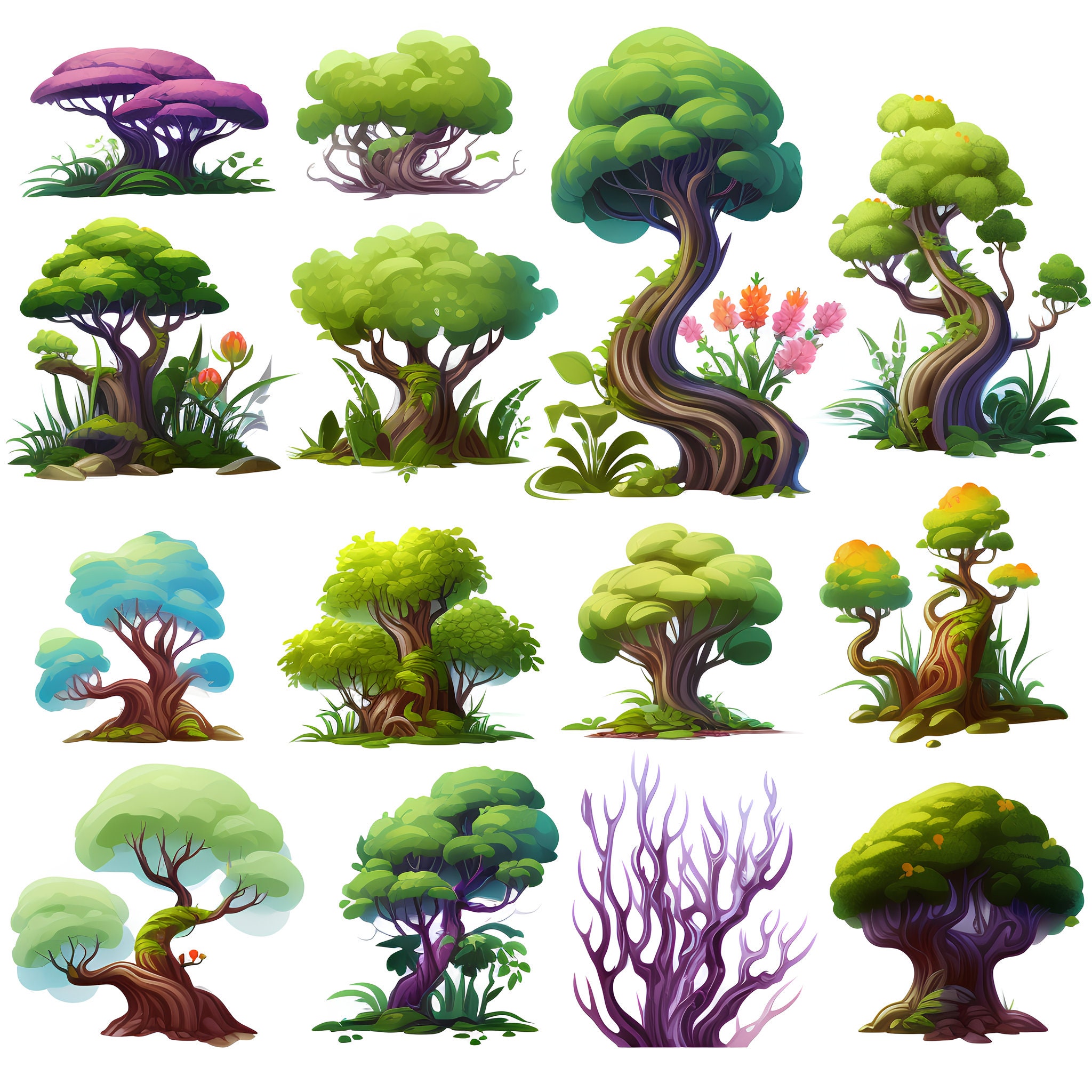 Clipart Tree Set - Etsy