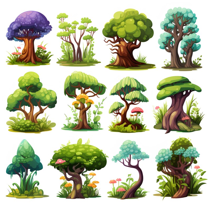 Clipart Tree Set - Etsy