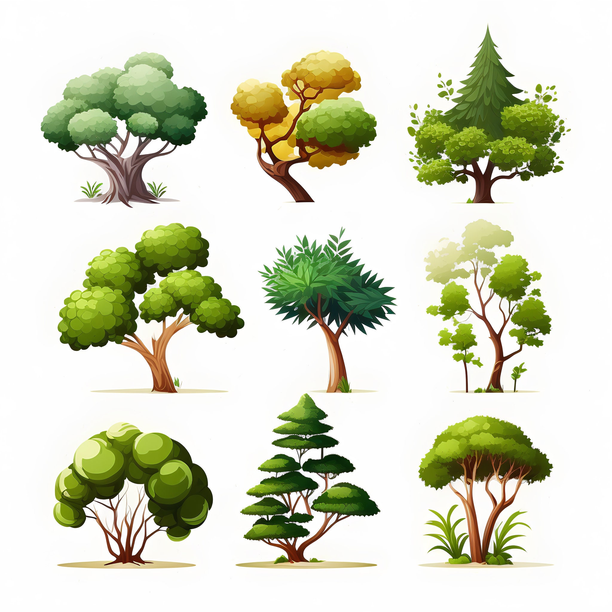 Clipart Tree Set - Etsy
