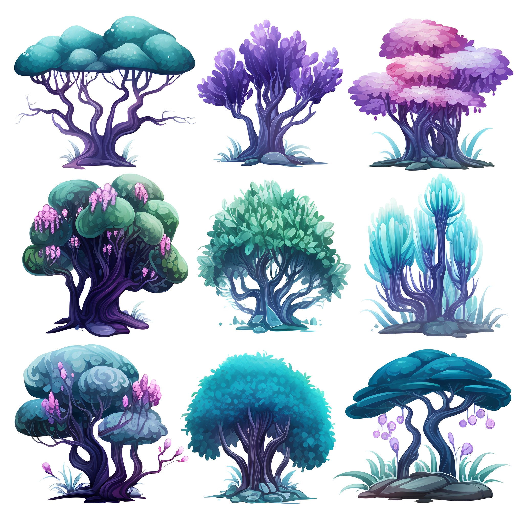 Clipart Tree Set - Etsy