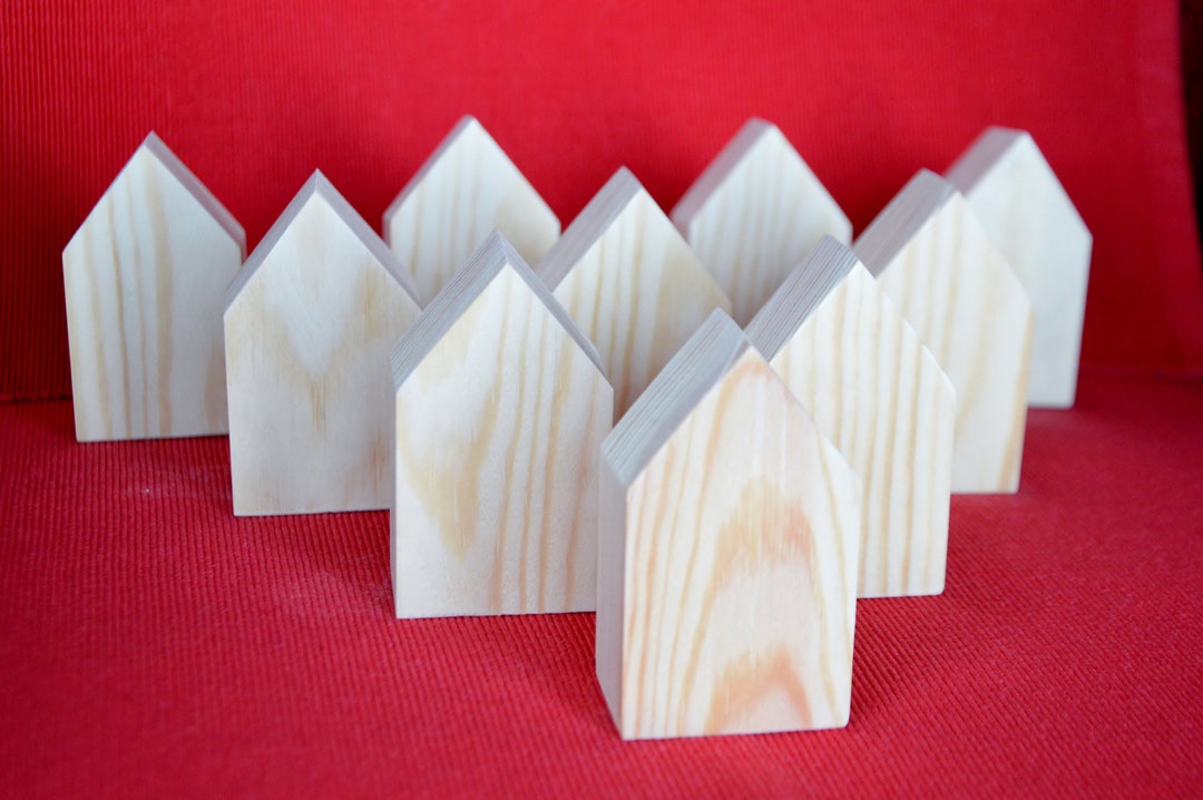 Wooden Blanks of House Shape, Wooden Houses for Painting, Unfinished ...