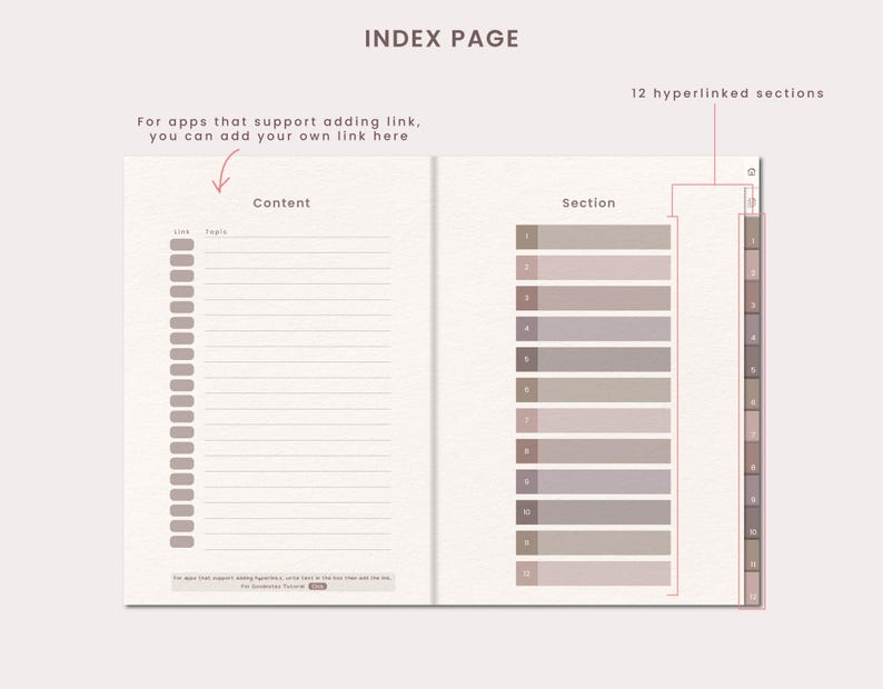 12 Dividers Digital Notebook, Goodnotes Notebook, Student Notebook ...