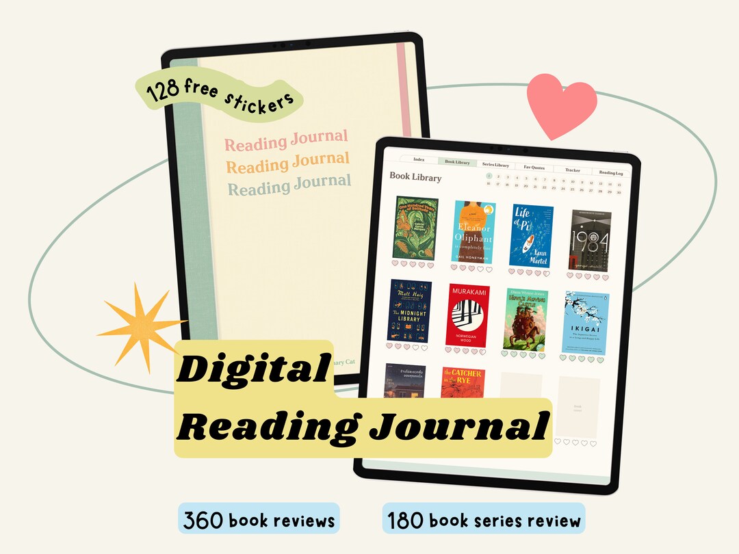 Vertical Digital Reading Journal: Book Tracker & Bookshelf (PDF) - Etsy