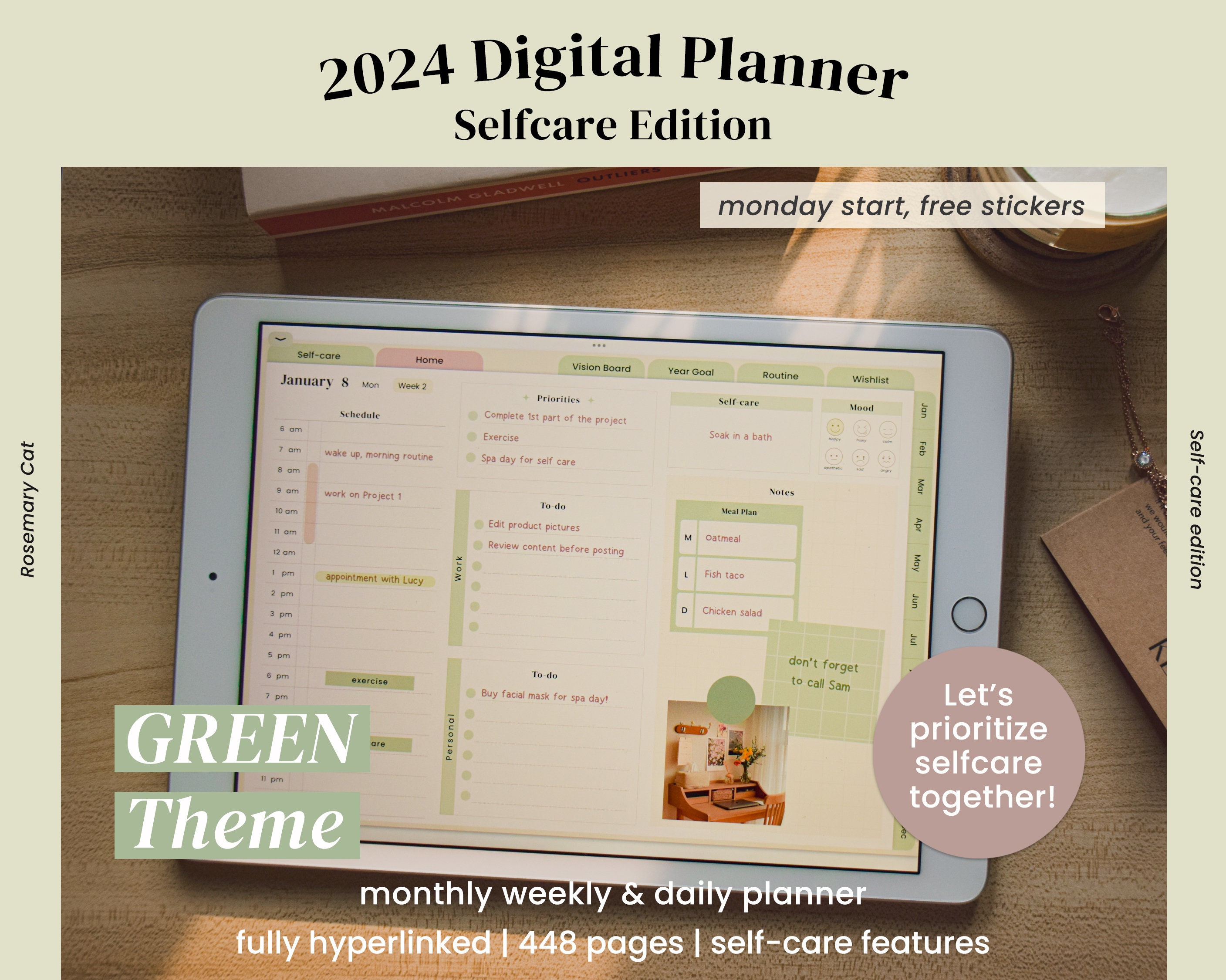Digital Planner 2024 Self-care Edition, Daily Planner, Weekly Planner ...