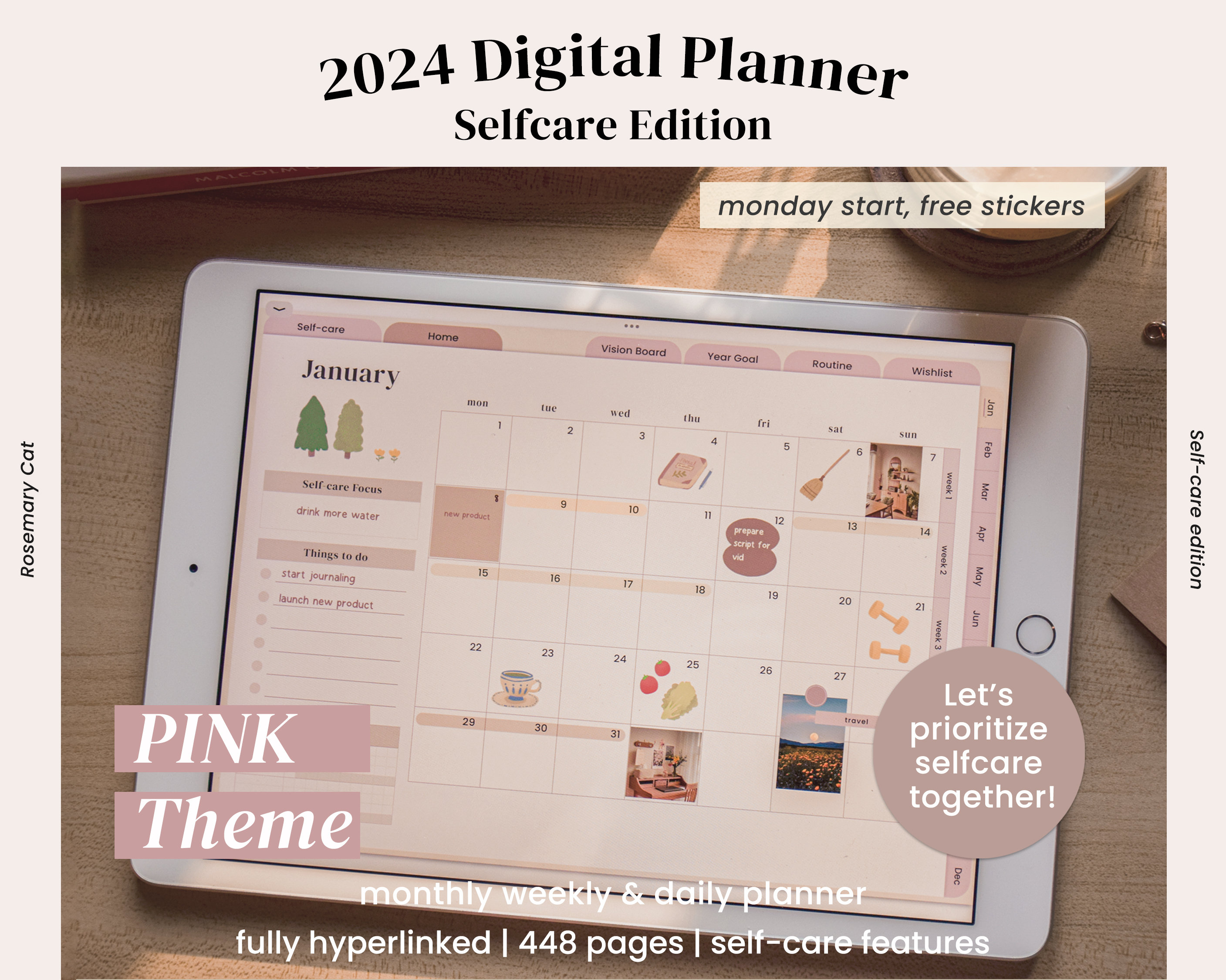 Digital Planner 2024 Self-care Edition, Daily Planner, Weekly Planner ...