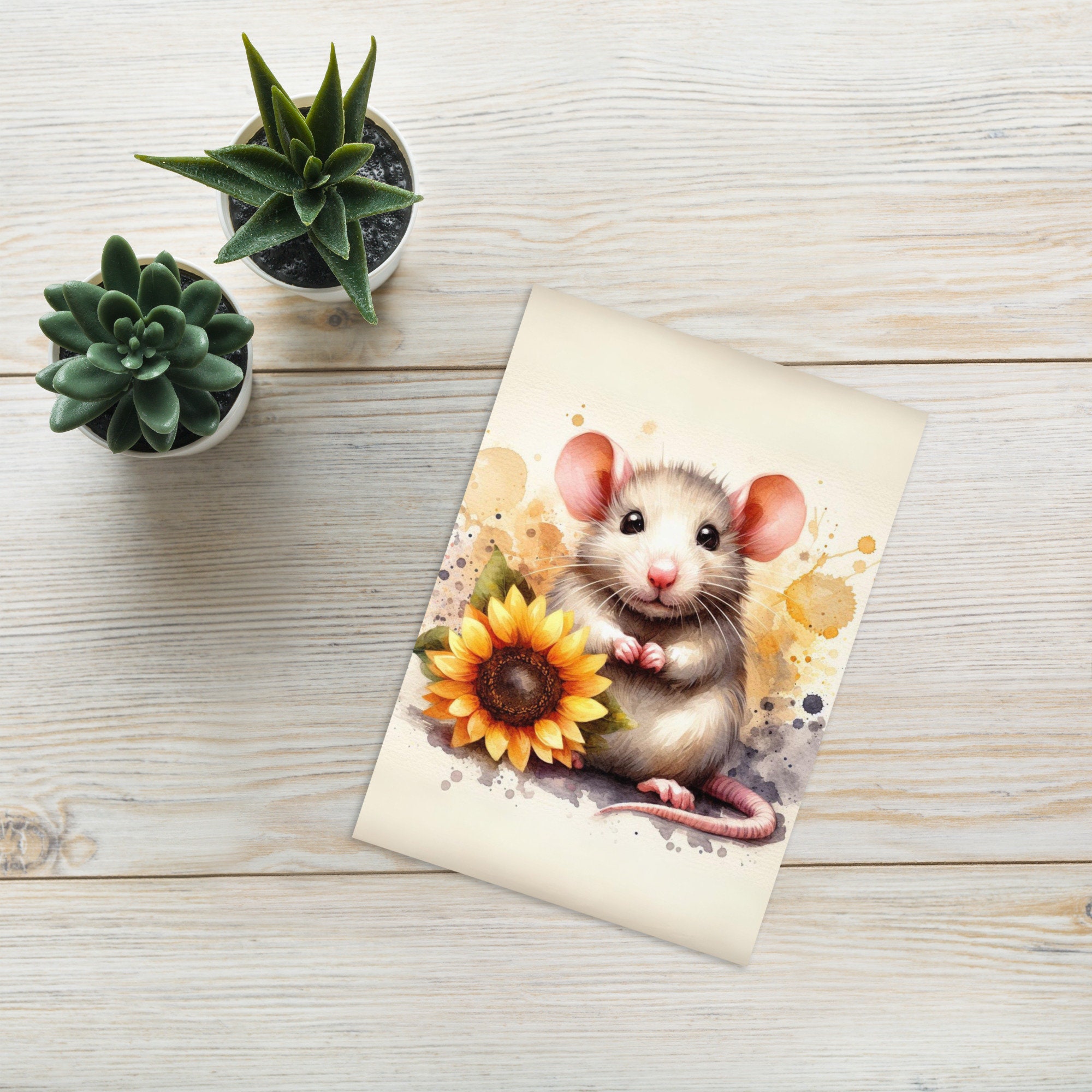 Cute Watercolor Rat Card, an Adorable Rat Card Fior the One You Love - Etsy