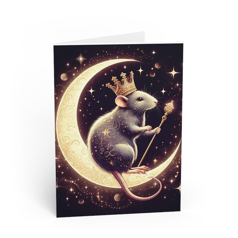 Celestial Rat Wish a Happy Birthday to Your Ratty Friend an Adorable Rat Birthday Card With Cake ...