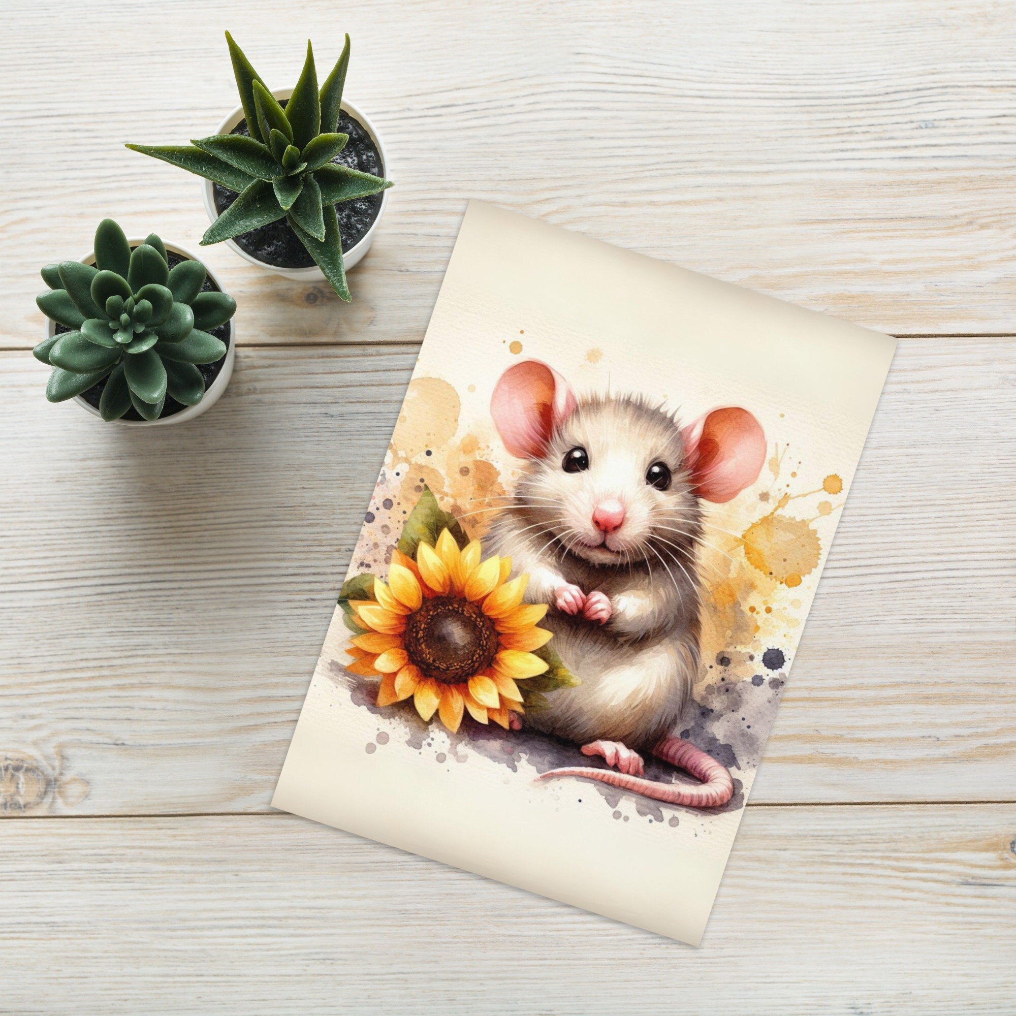 Cute Watercolor Rat Card, an Adorable Rat Card Fior the One You Love - Etsy