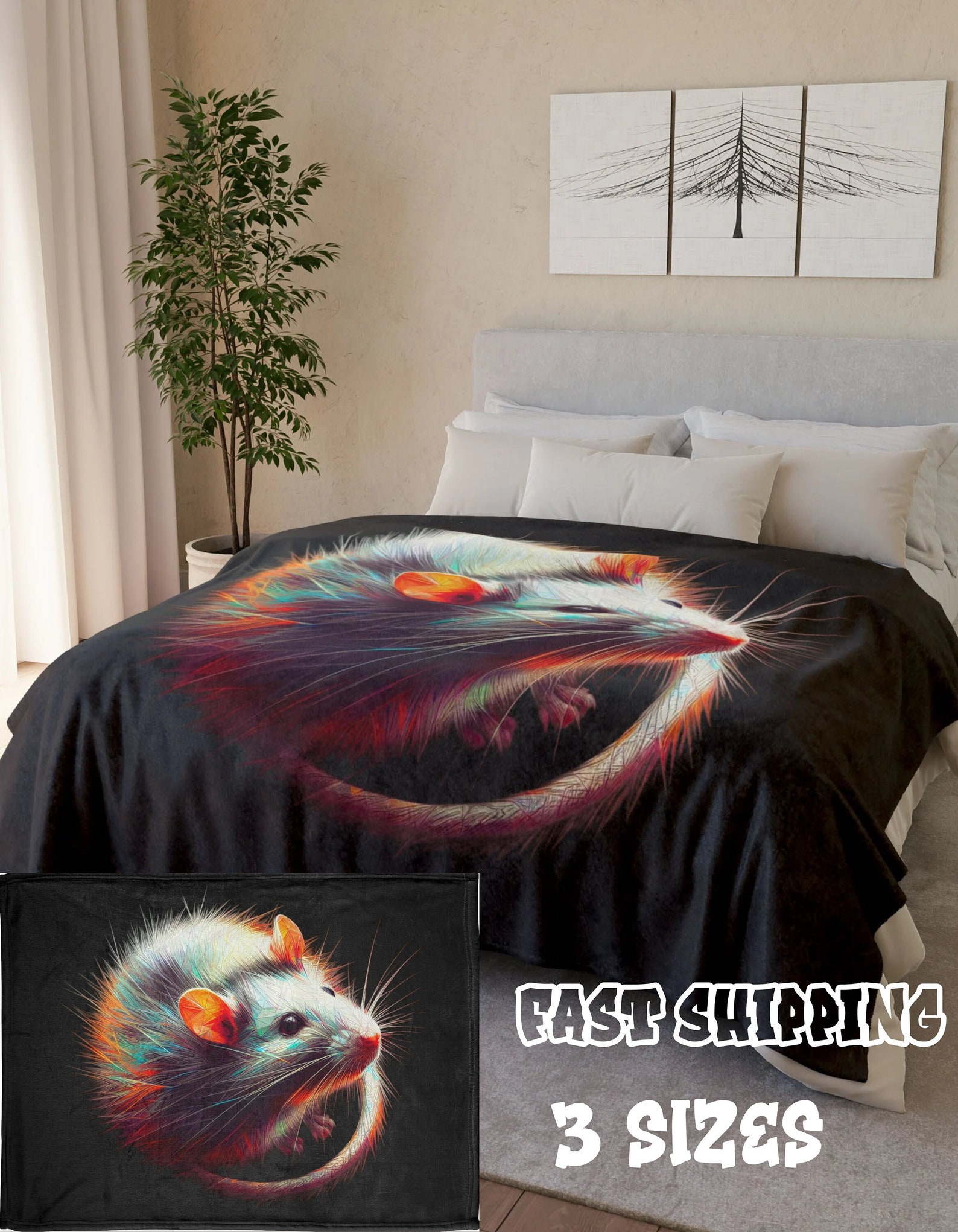 Colorful Geometric Rat Blanket - 3 Sizes - Keep Warm Under This Perfect ...