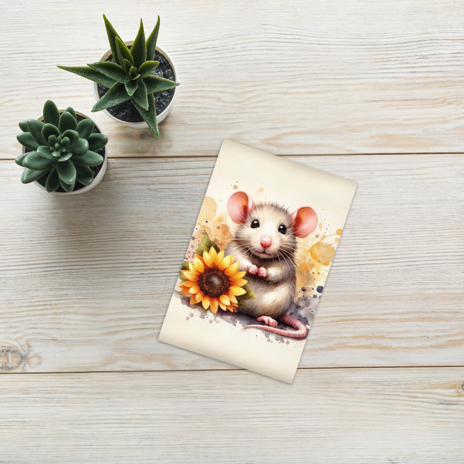 Cute Watercolor Rat Card, an Adorable Rat Card Fior the One You Love - Etsy