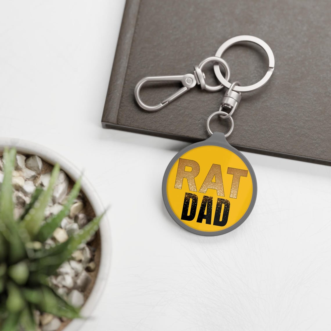 Rat Dad Keyring Tag, Rat Lover Gift, Christmas Rat Keychain, Vibrant ...