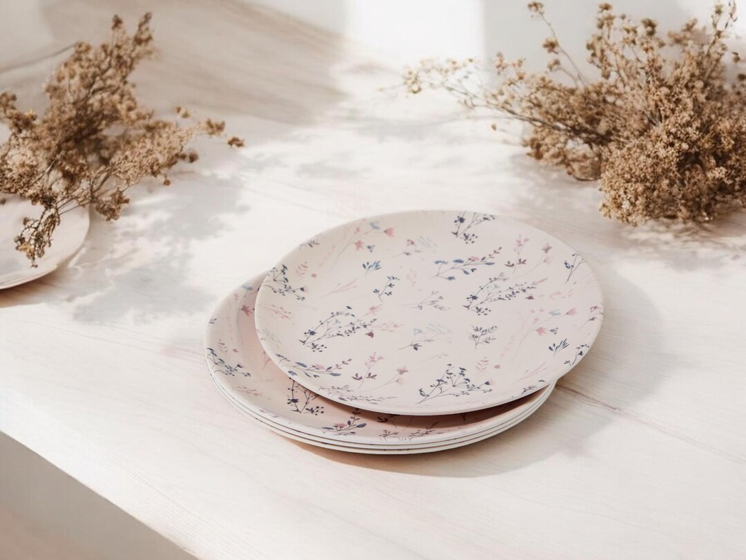 Eco-friendly Bamboo Plates: Floral Kids Dinnerware - Etsy