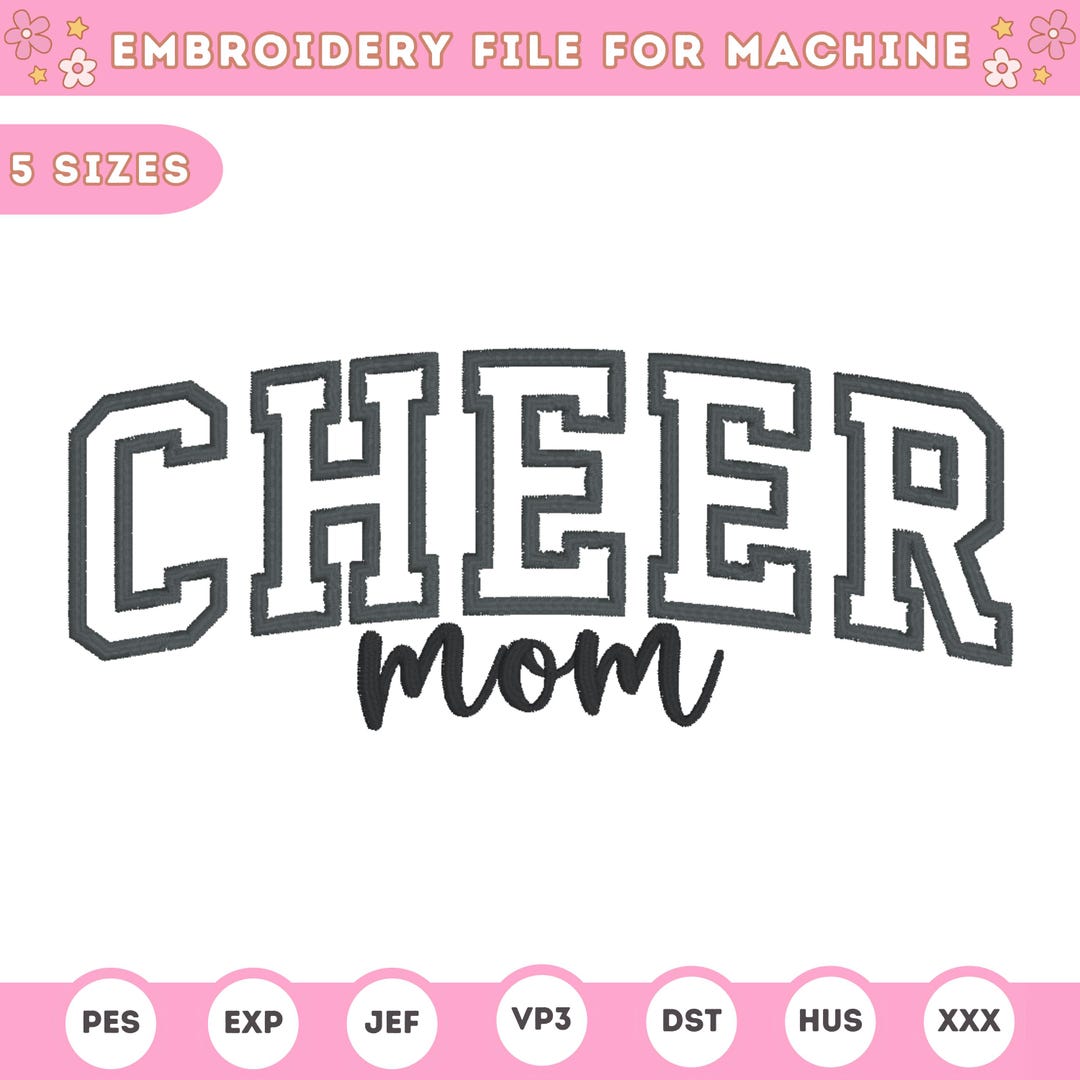 Cheer Mom Arched Applique Embroidery Design - Machine Embroidery File ...