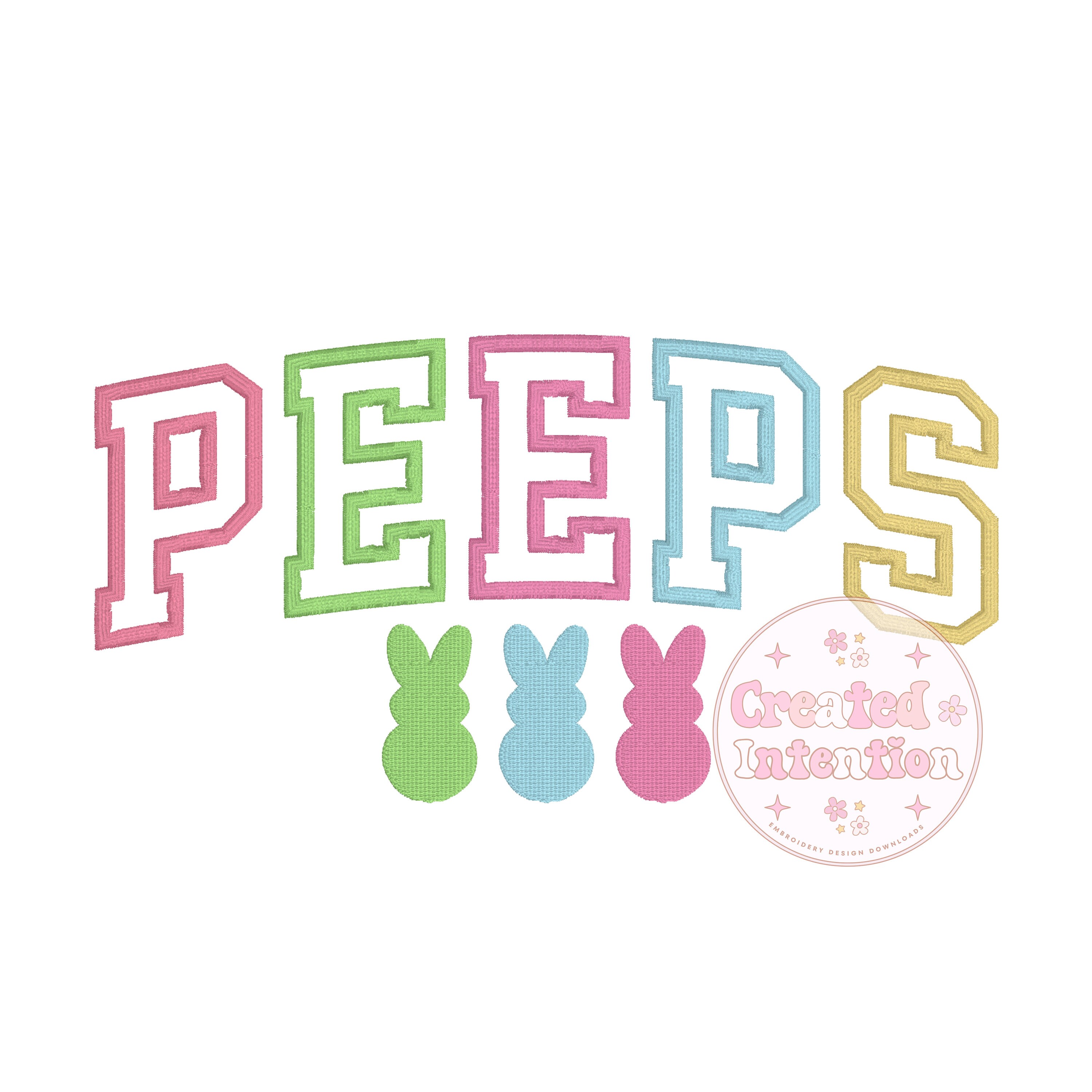 Peeps Applique Machine Embroidery Design, Easter Arched Applique Design ...