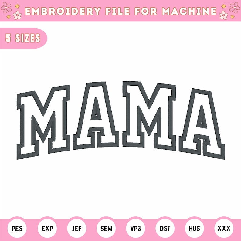 Mama Applique Machine Embroidery Design, Mama Arched Applique Design ...
