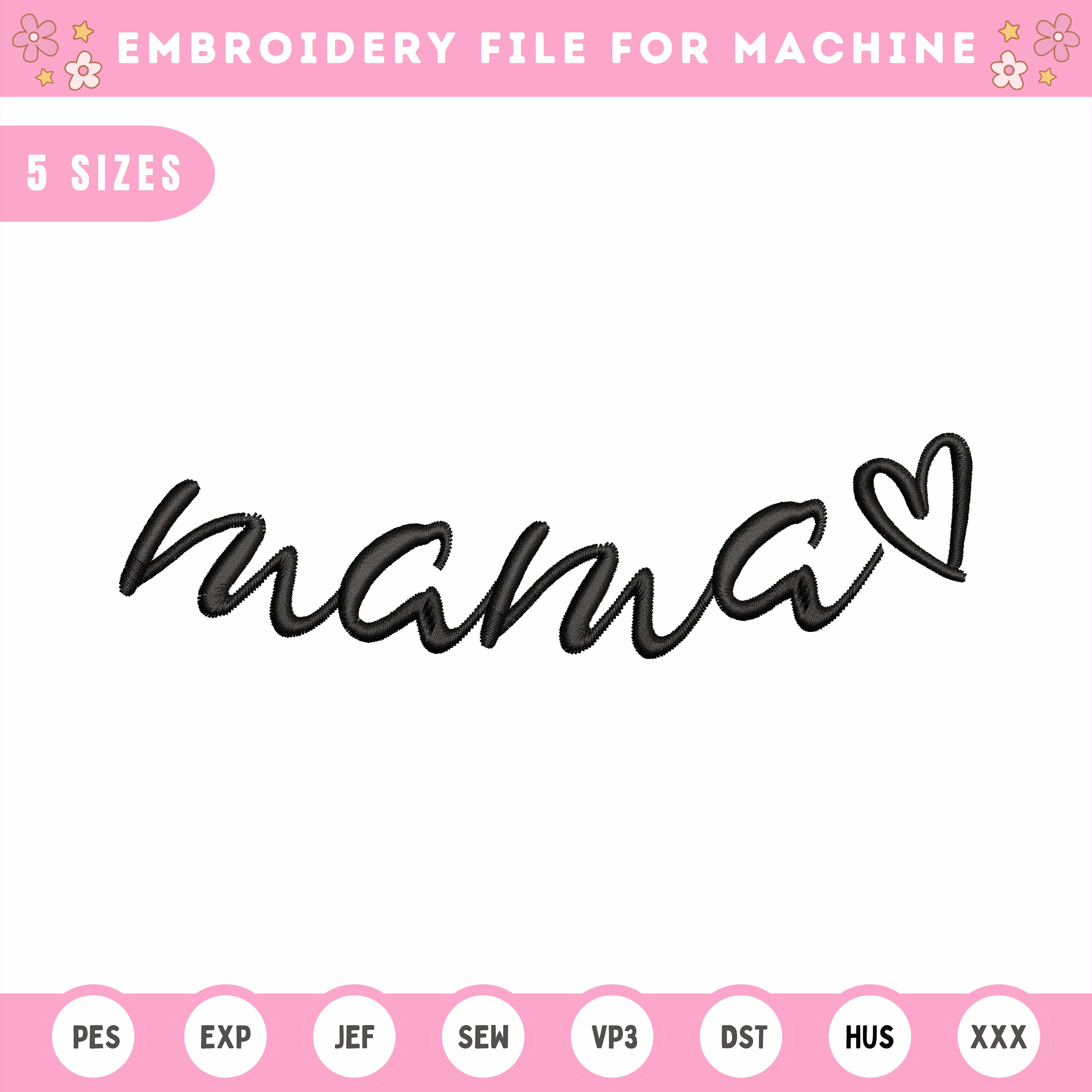Curved Mama Machine Embroidery Design, Mama Heart Design Embroidery ...