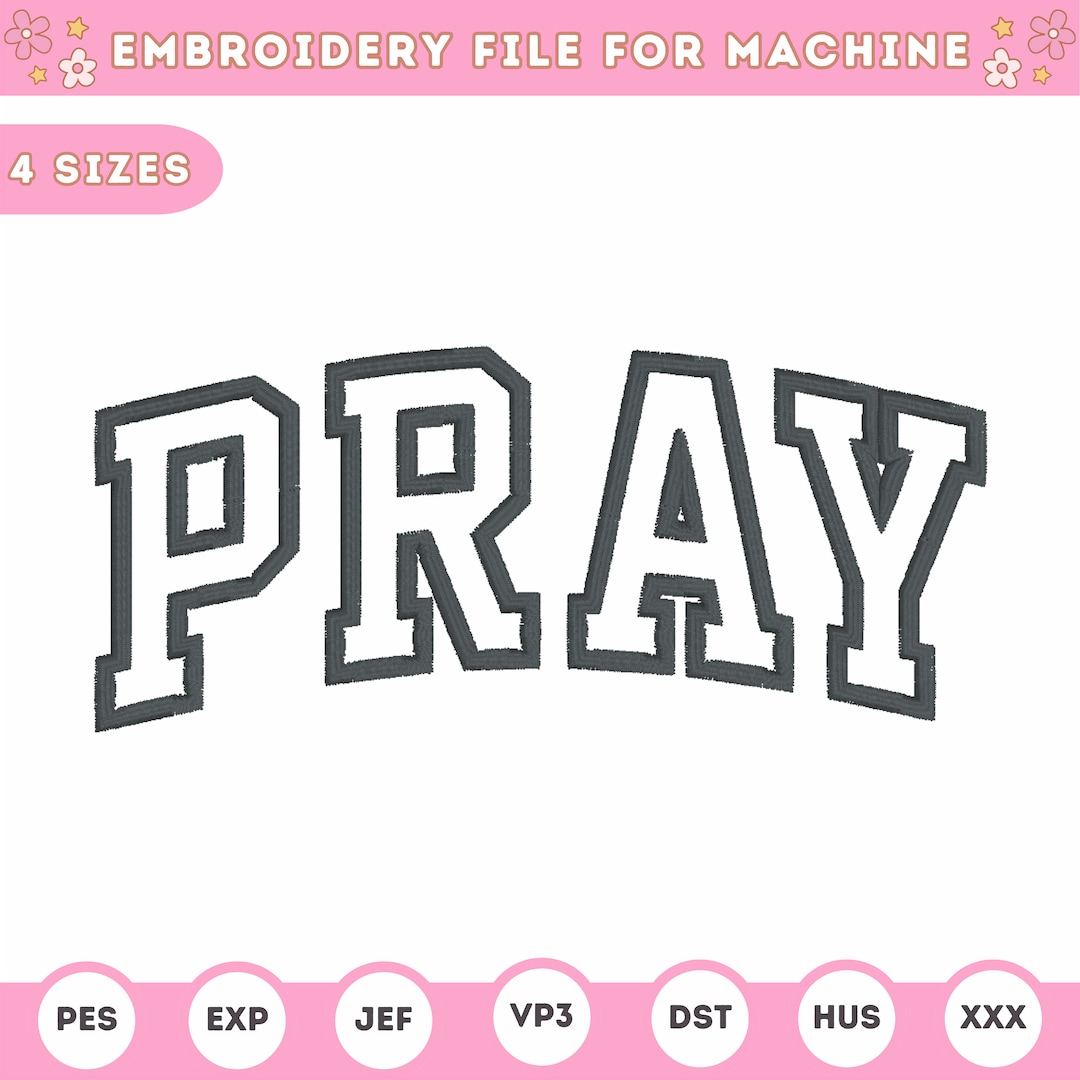 PRAY Applique Machine Embroidery Design, Christian Arched Applique ...