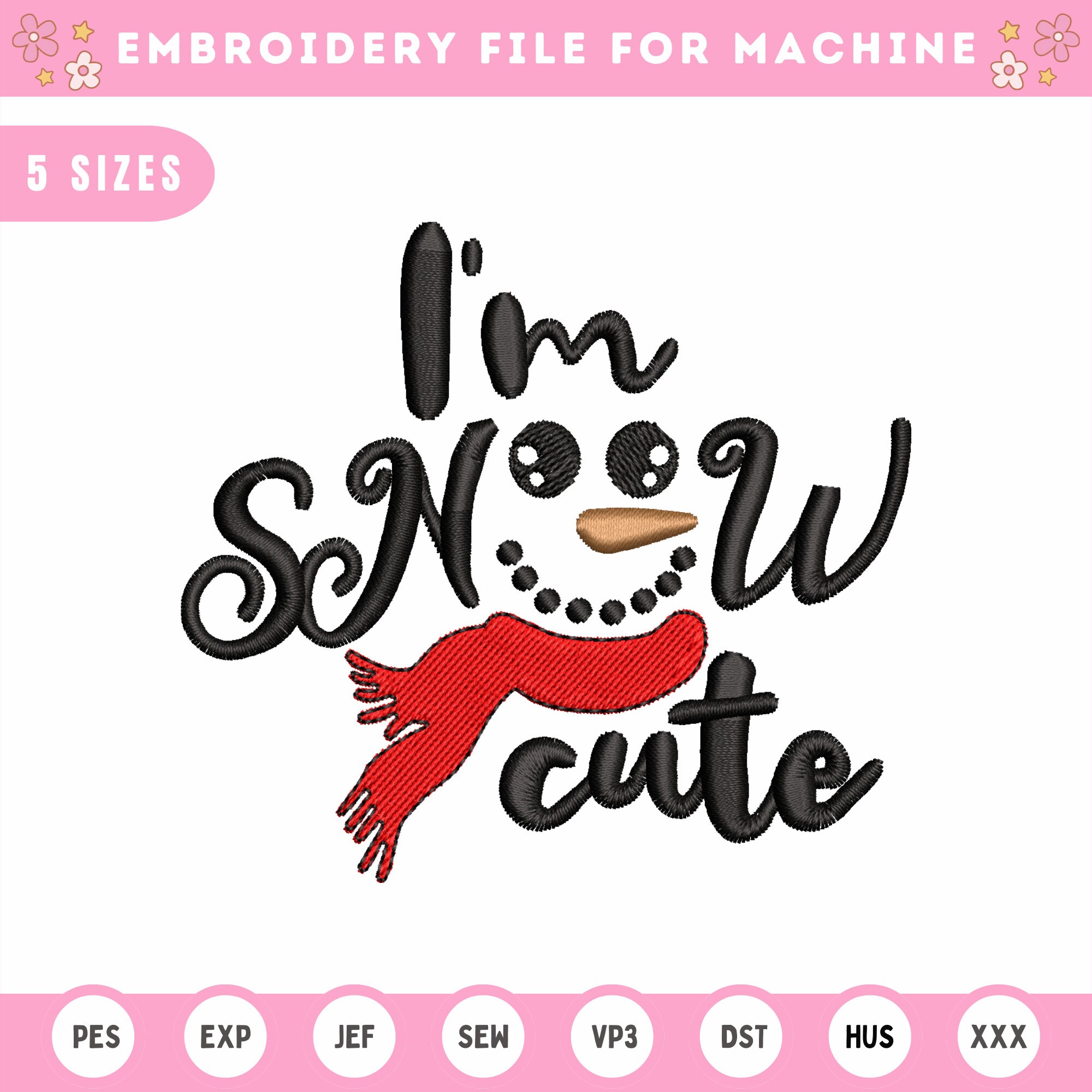 I'm Snow Cute, Christmas Tree Cake Embroidery Design, Funny Christmas ...