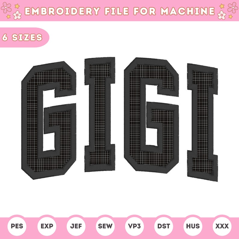 Gigi Applique Embroidery File, Gigi Embroidery Design, Machine ...