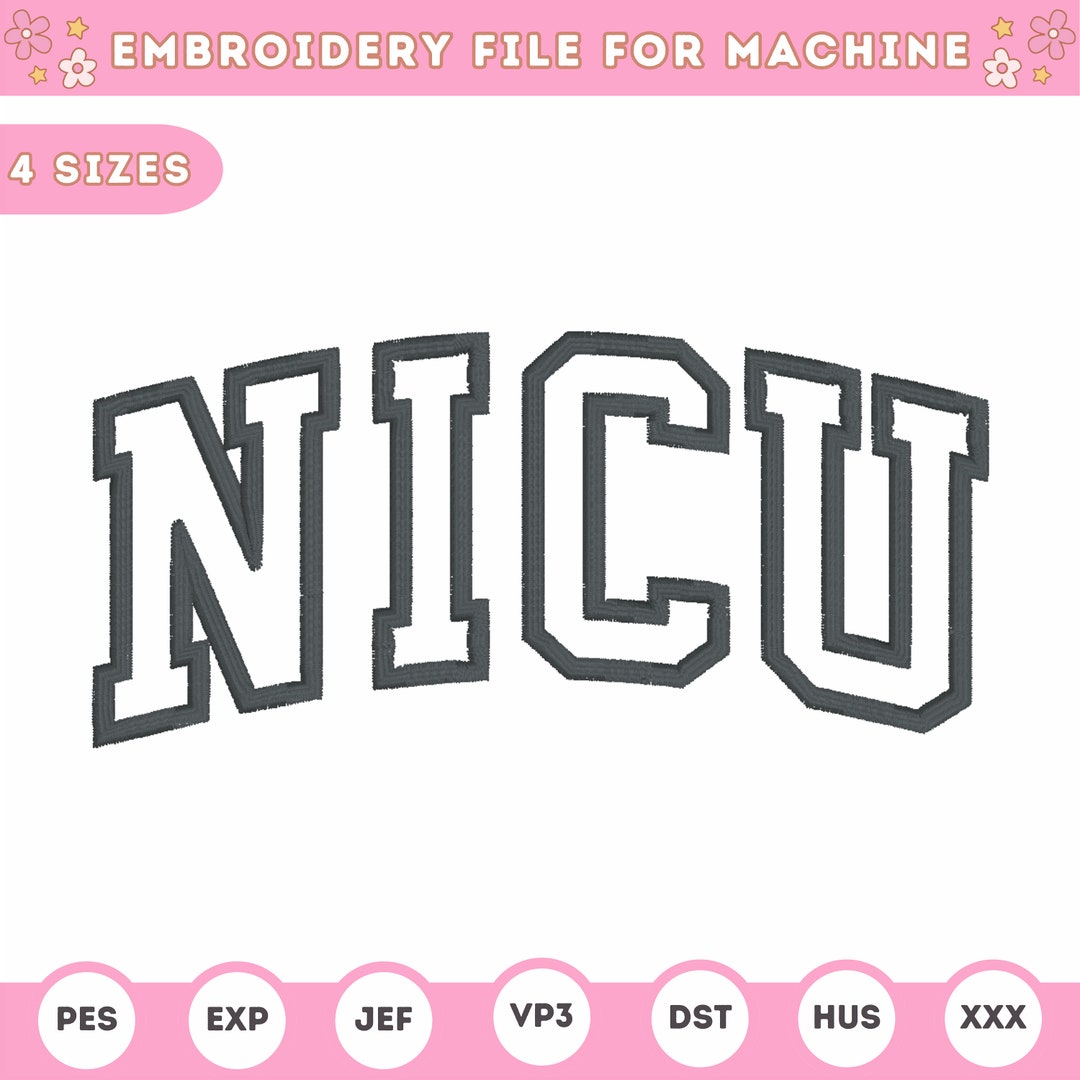Nicu Applique Machine Embroidery Design, Nicu Nurse Arched Applique ...