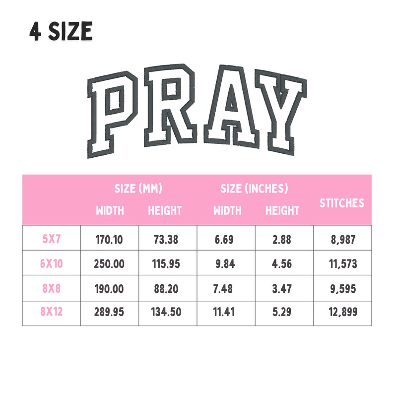 PRAY Applique Machine Embroidery Design, Christian Arched Applique ...