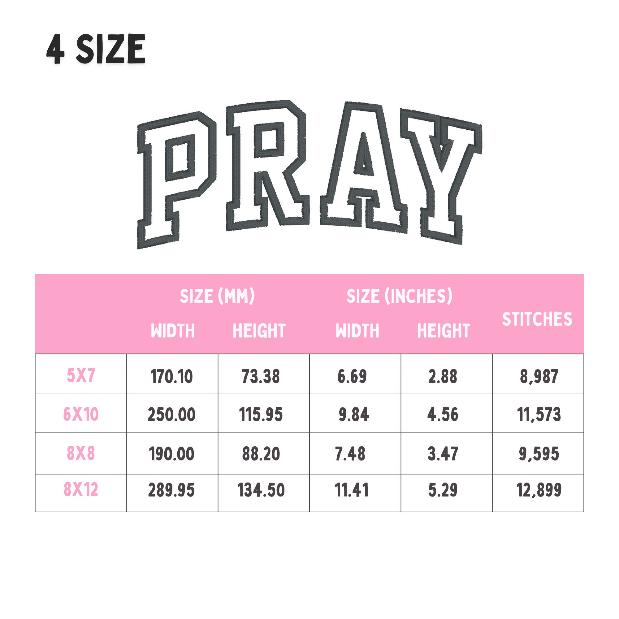PRAY Applique Machine Embroidery Design, Christian Arched Applique ...