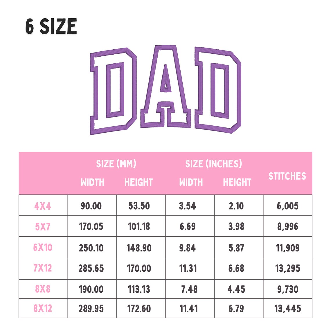 Dad Applique Embroidery Design, Dad Embroidery Design, Dada Arched ...