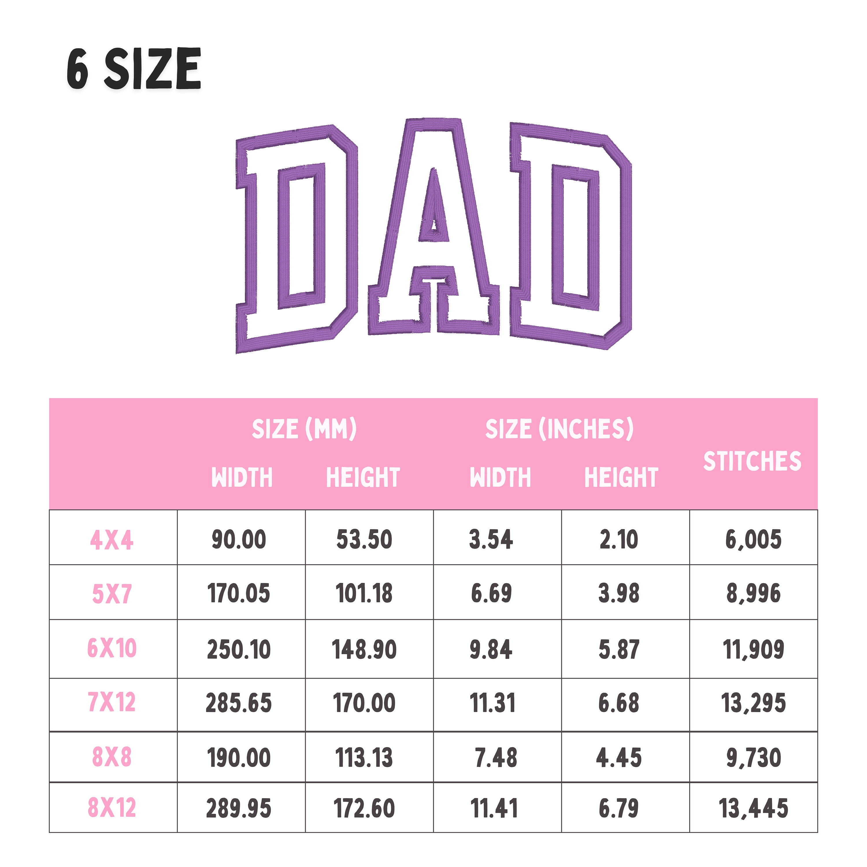 Dad Applique Embroidery Design, Dad Embroidery Design, Dada Arched ...