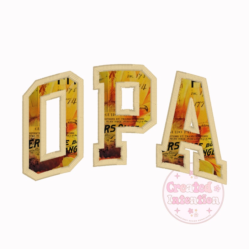 Opa Applique Machine Embroidery Design, Opa Arched Applique Design, Dad ...
