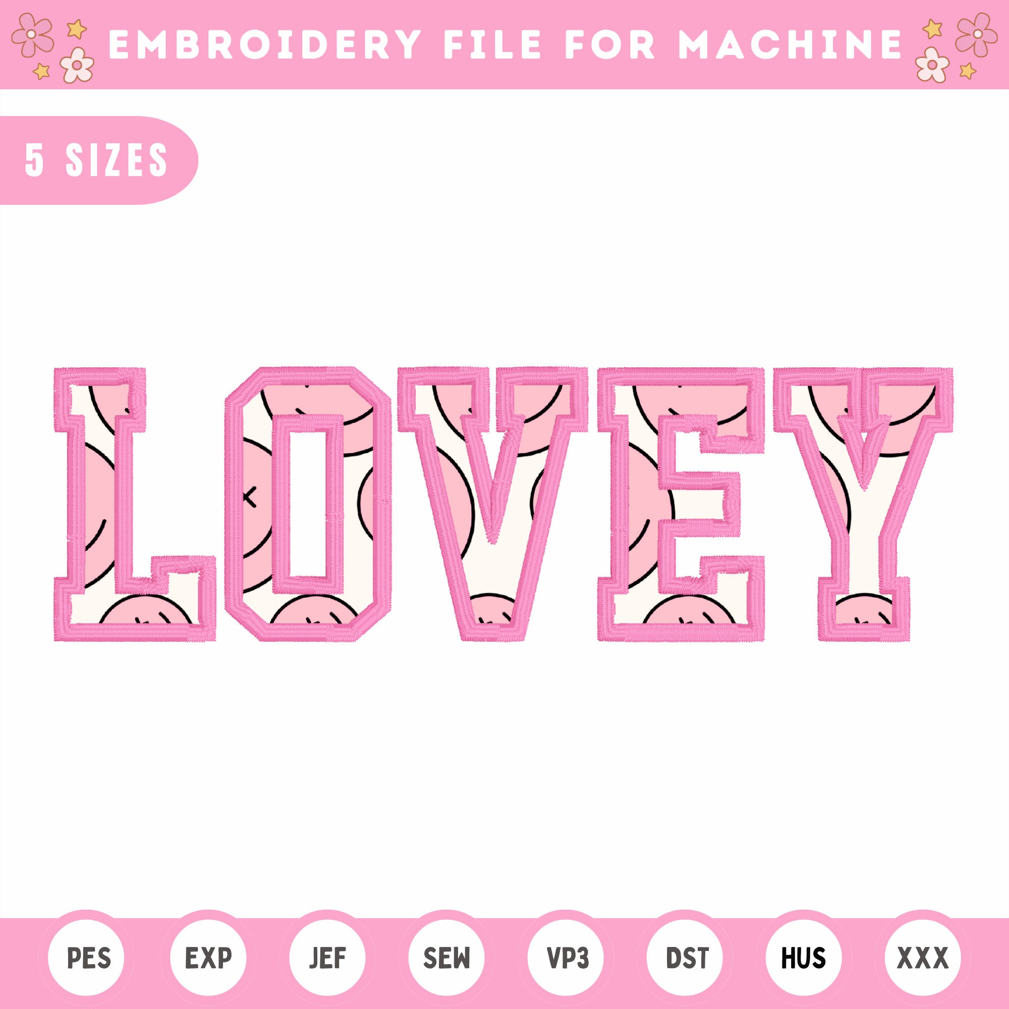 Lovey Applique Embroidery Design Satin Edge Stitch Academic Font Gift ...