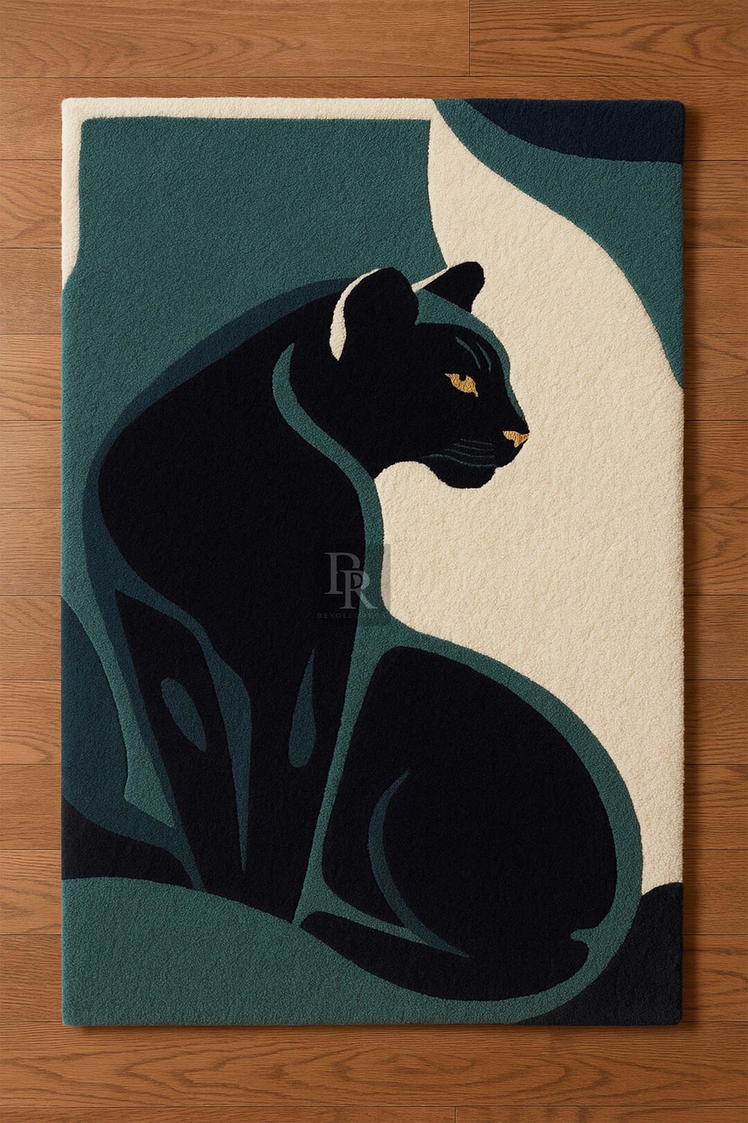 5x7fthand-tufted Panther Rug Animal Art, Jungle Style Traditional Rug ...