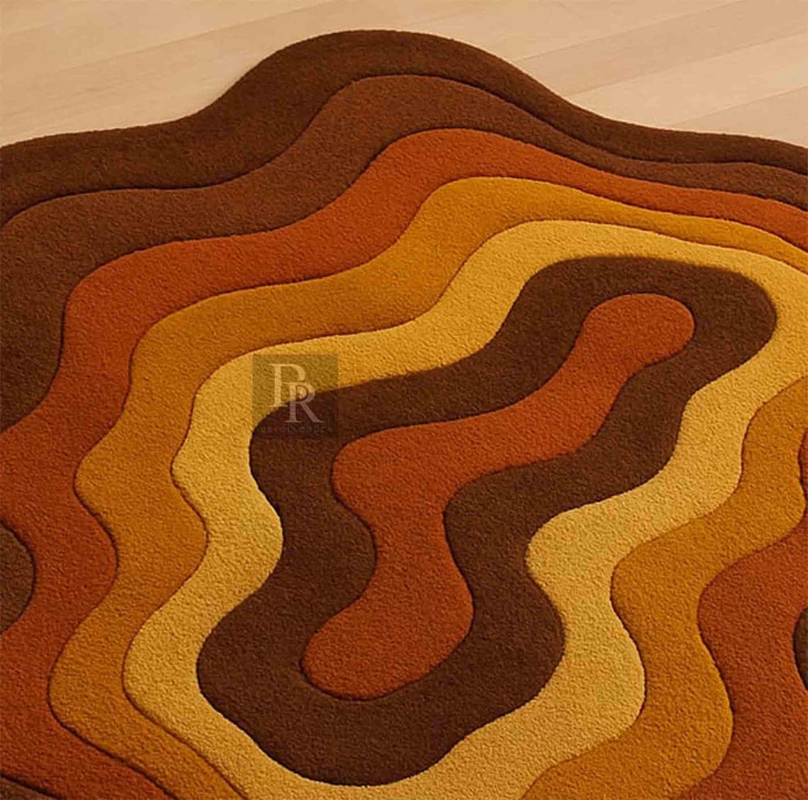 9x12ft/10x14ft Hand-tufted Retro Wavy Rug-70s Groovy Wool Area Carpet ...
