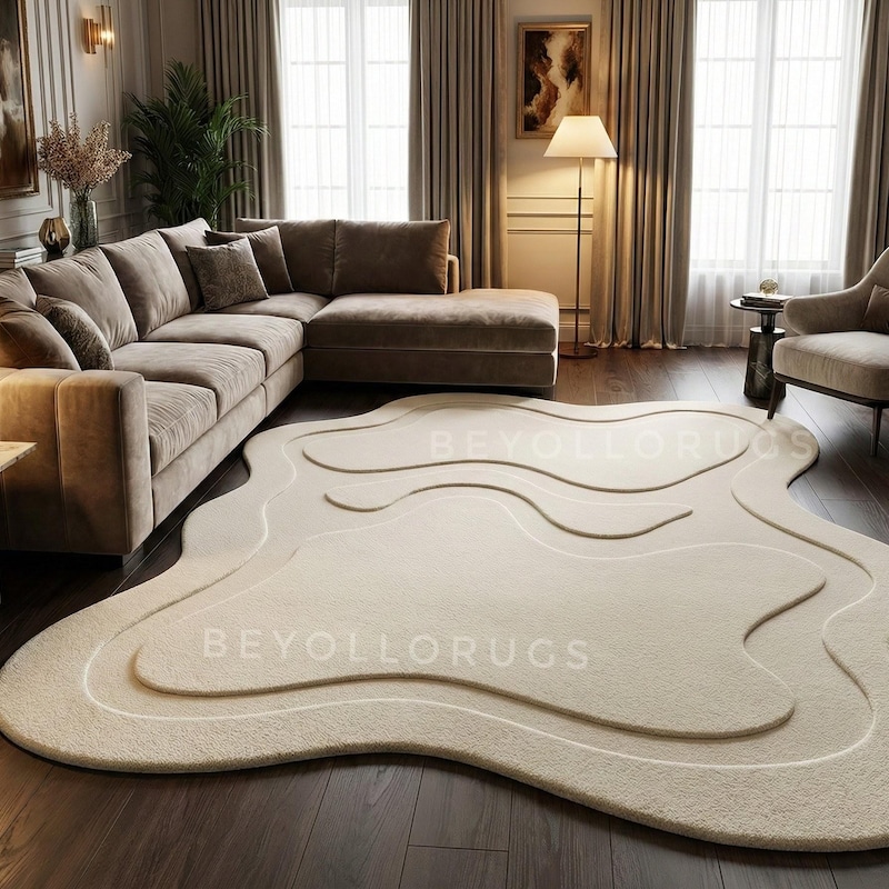 Rugs With Irregular Cream - Etsy