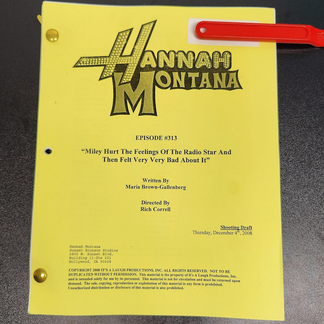Hannah Montana S3E17 Original Shooting Script Miley Cyrus Disney TV ...