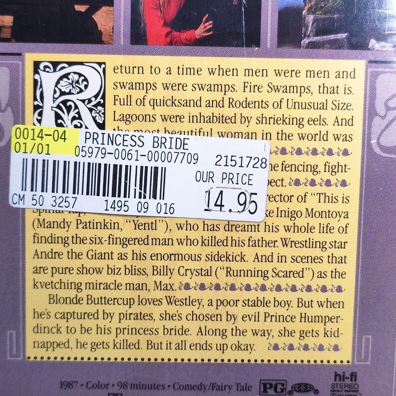 The Princess Bride VHS 1987 Nelson Entertainment Watermark New Sealed ...