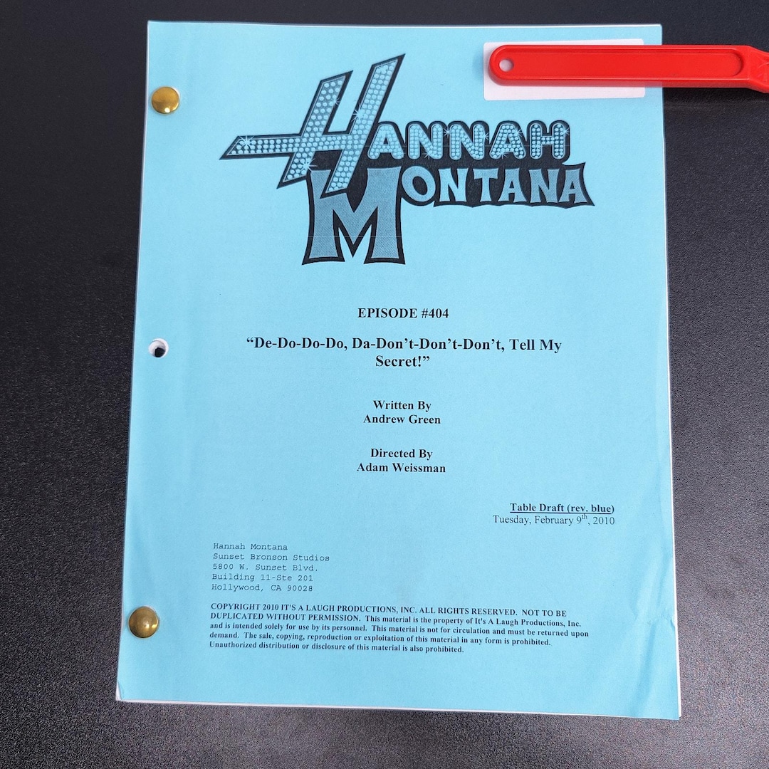 Hannah Montana S4E4 Original Draft Script Miley Cyrus Disney TV ...