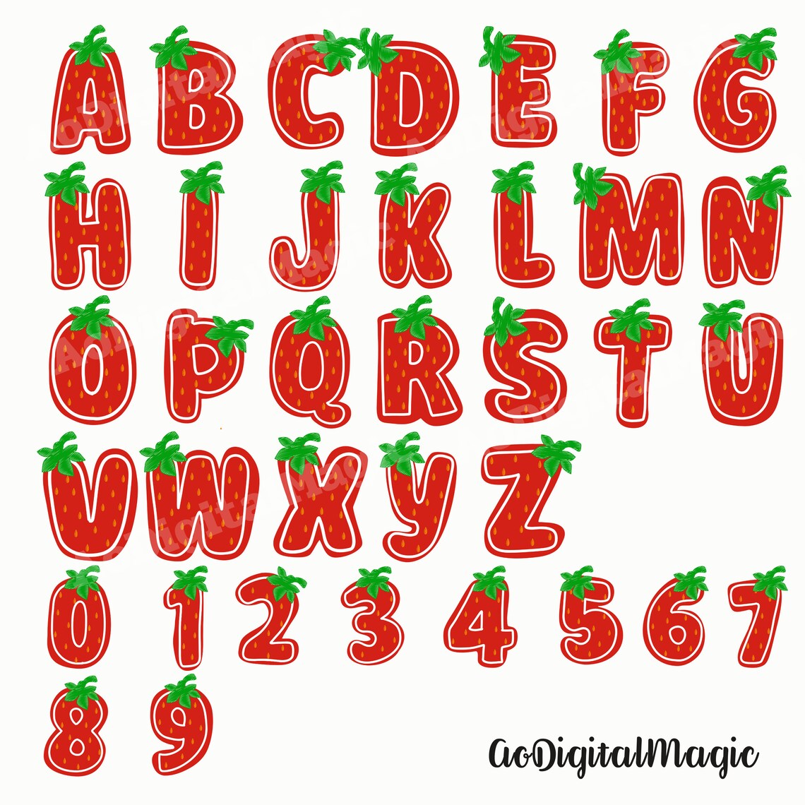 Strawberry Alphabet Letters Clipart Png,strawberry Numbers,letter ...