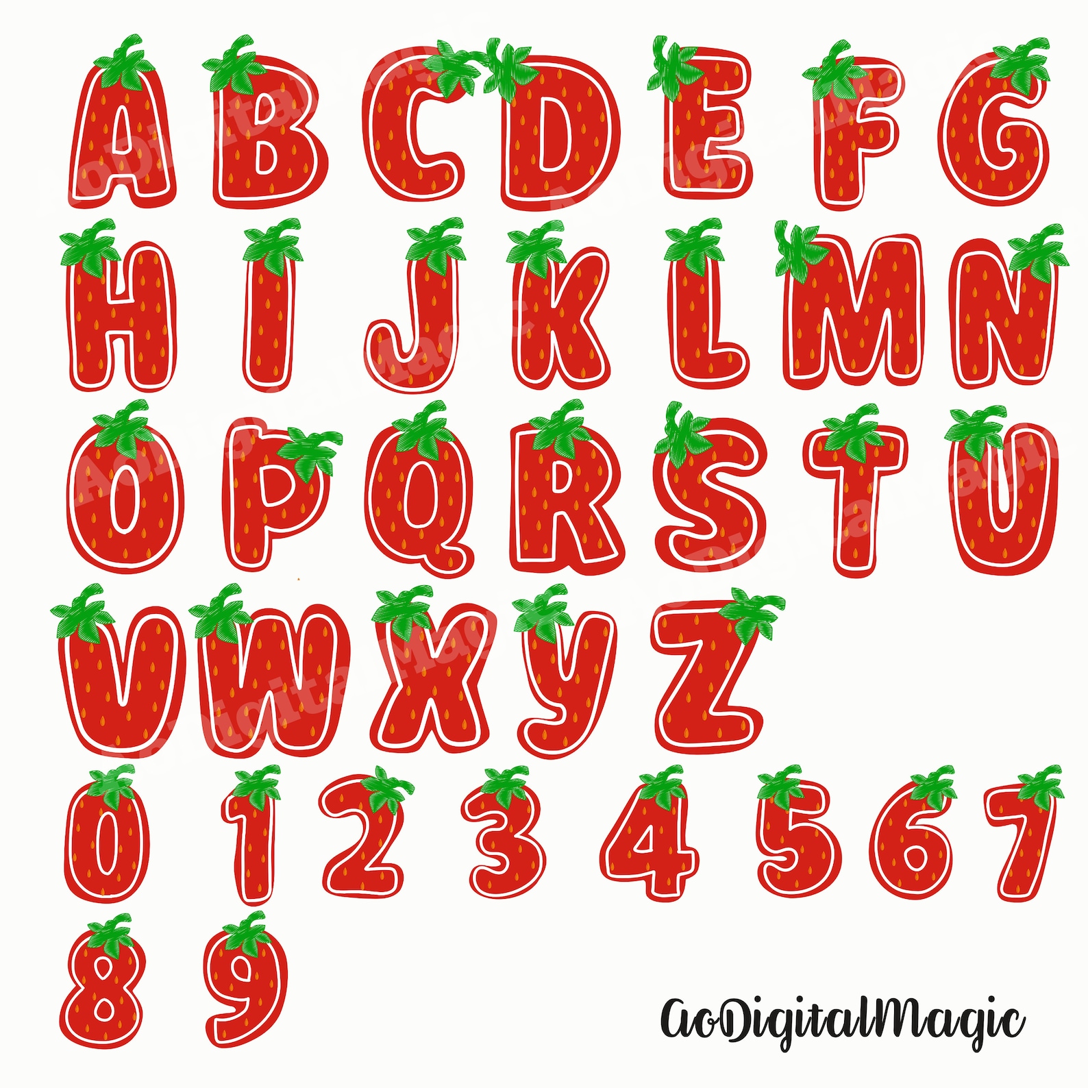 Strawberry Alphabet Letters Clipart Png,strawberry Numbers,letter ...