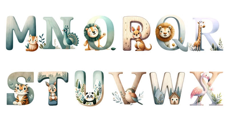Woodland Animals Alphabet Clipart , Letter Animals, Commercial Use ...