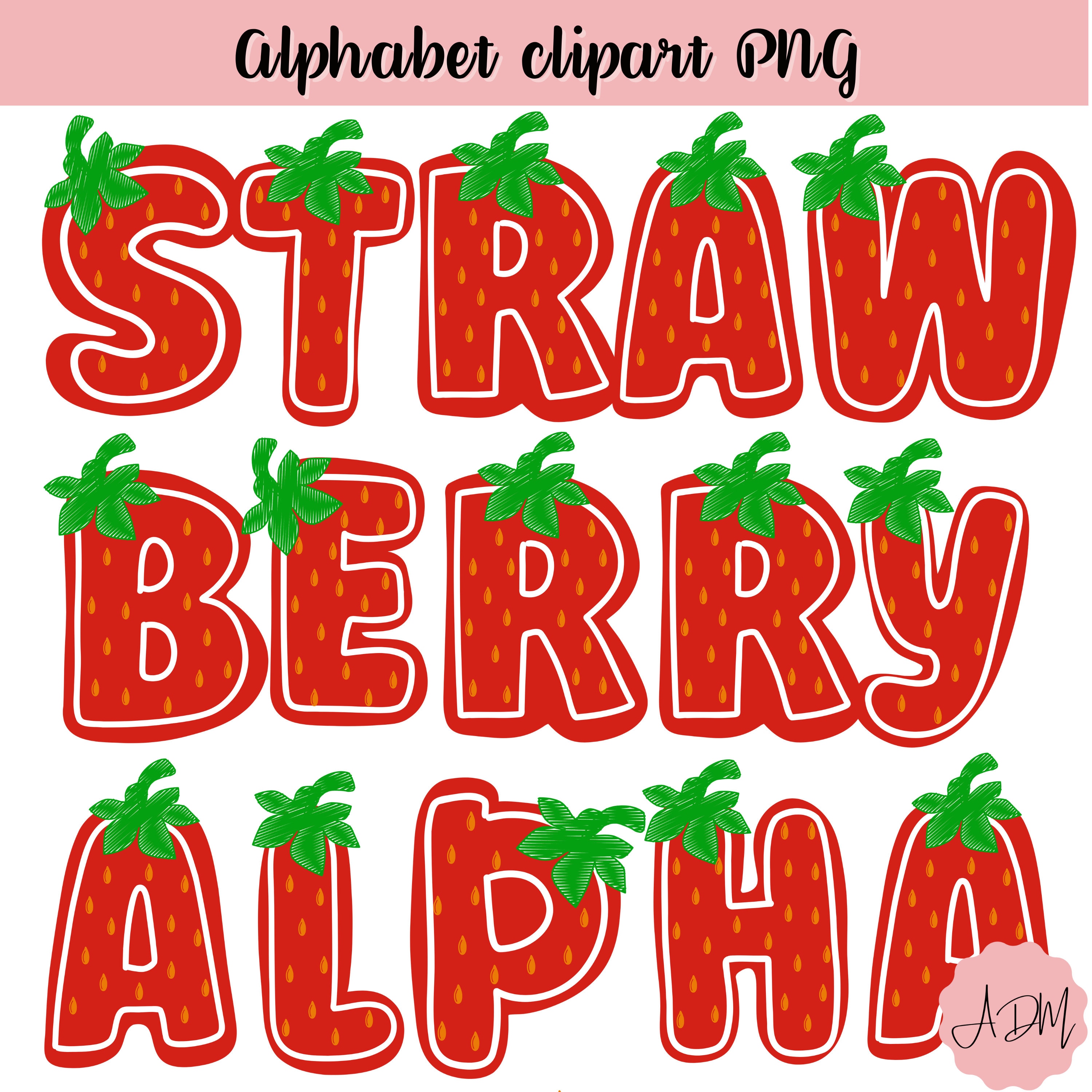 Strawberry Alphabet Letters Clipart Png,strawberry Numbers,letter ...