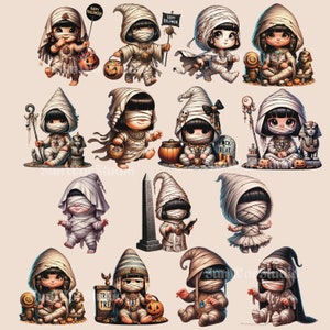 Watercolor Halloween Mummy Clipart, Halloween PNG, Cute Halloween ...