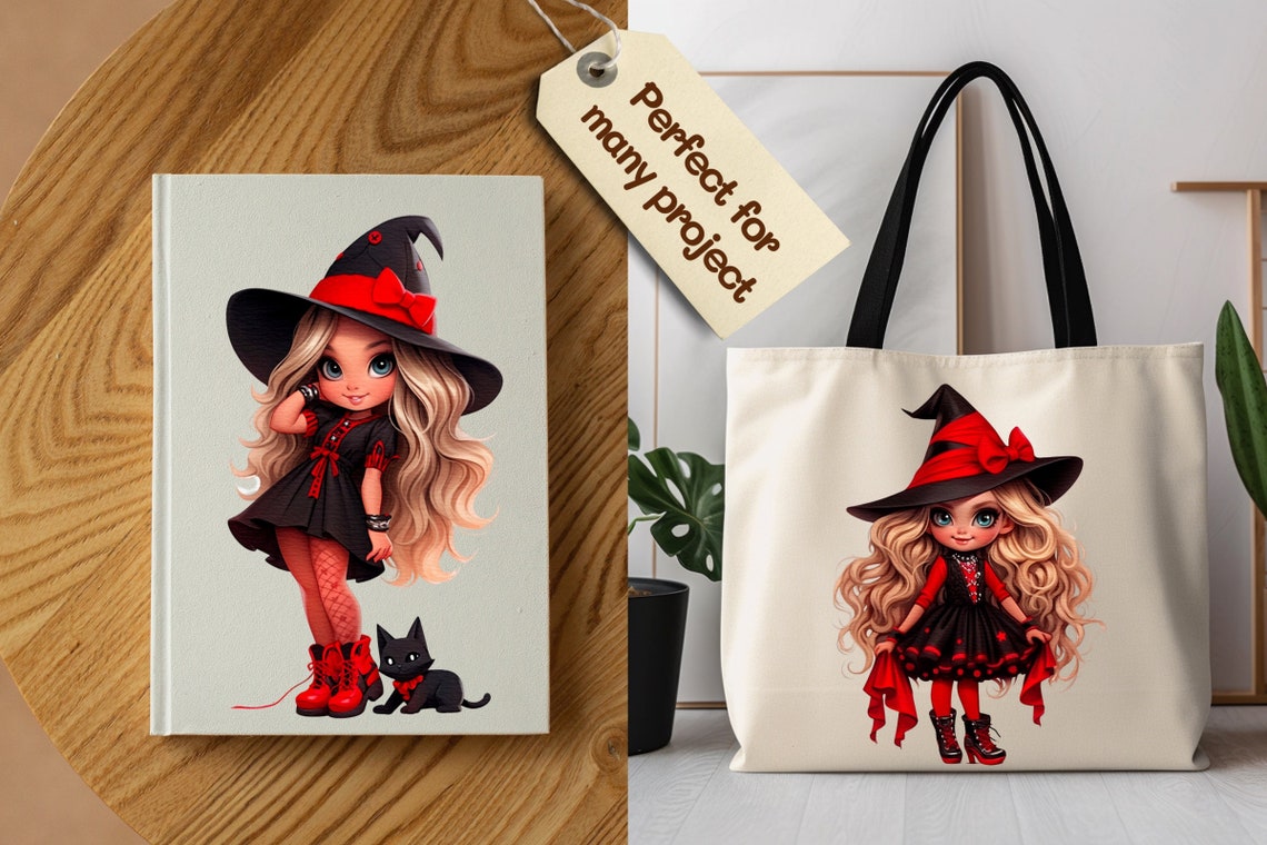 Halloween Clipart Cute Red Witch Cartoon Witch Sublimation - Etsy