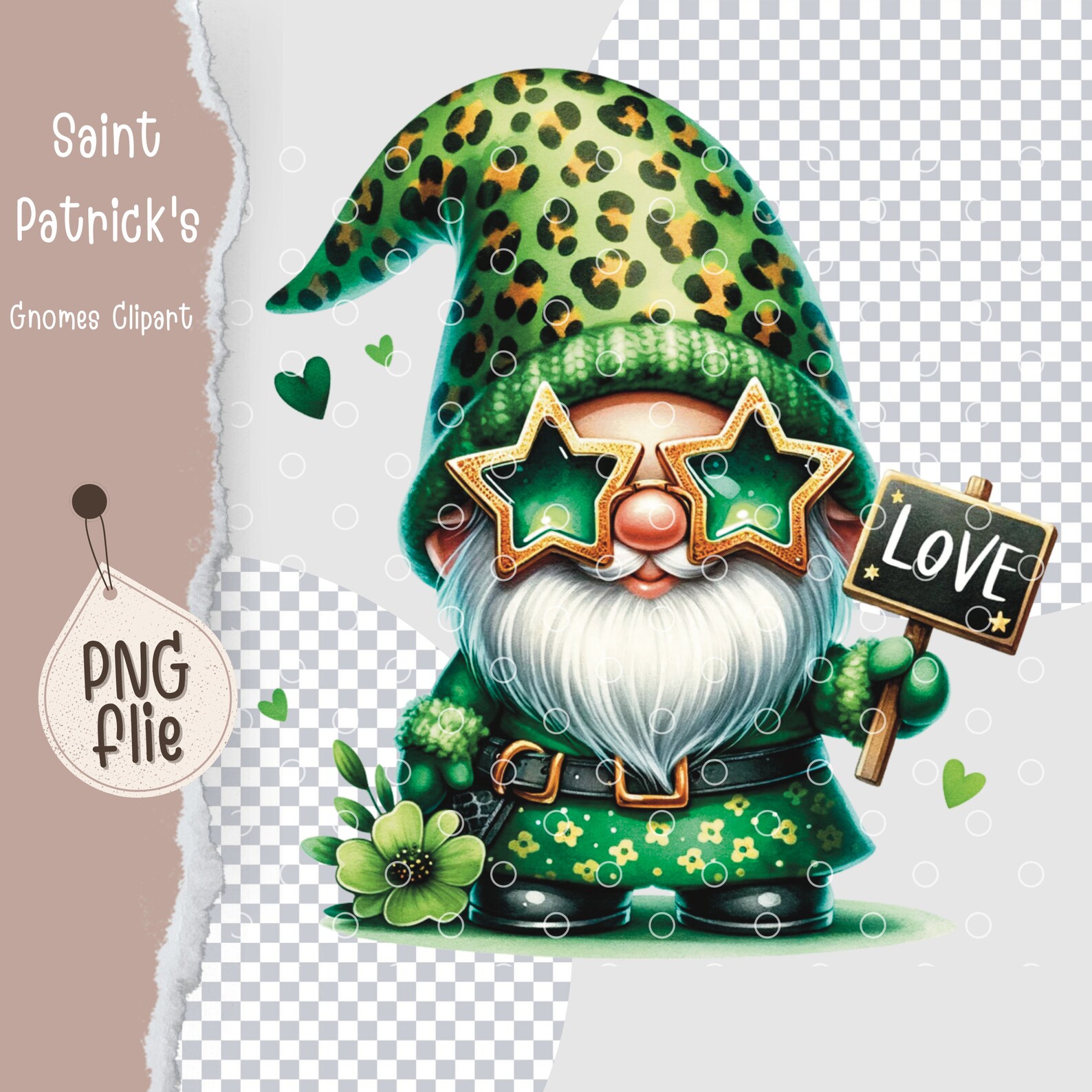 St Patrick Gnomes Clipart Watercolor PNG Saint Patrick Day, Commercial ...